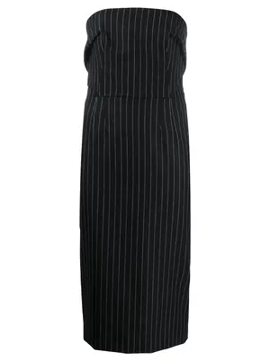 DOLCE & GABBANA Dolce & Gabbana Pinstriped Strapless Midi Dress