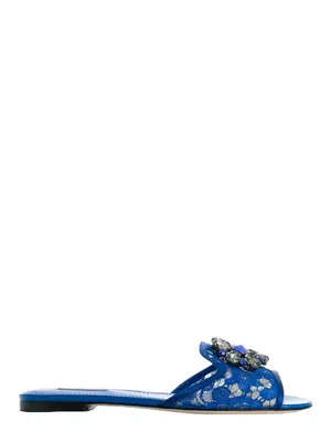 Dolce & Gabbana Crystal-embellished Lace Sandals - Blue