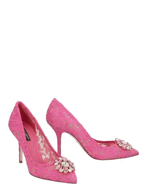 Dolce & Gabbana Taormina Lace Crystal-embellished Pumps - Pink