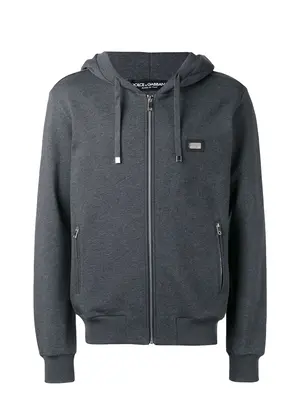 Dolce & Gabbana Zip-up Cotton Hoodie - Grey