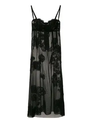 Dolce & Gabbana Sheer Lace Panelled Slip Dress - Black