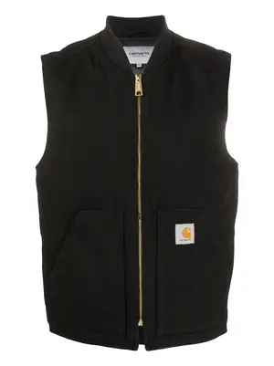 Carhartt Work In Progress Logo Patch Zipped Vest - Black