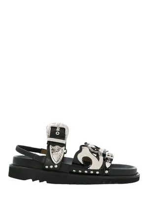 Toga Studded Strap Sandals - Black