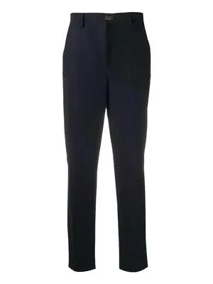FERRAGAMO Gancini Plaque Straight-leg Trousers - Blue