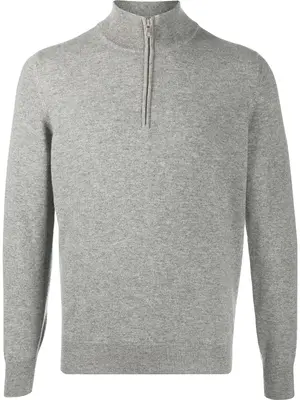 Brunello Cucinelli Zip-up Roll Neck Jumper - Grey