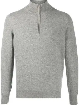 Brunello Cucinelli Zip-up Roll Neck Jumper - Grey