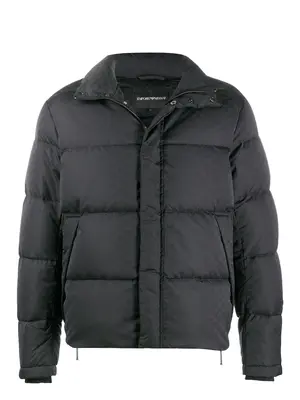 Emporio Armani Jacquard Quilted Puffer Jacket - Black