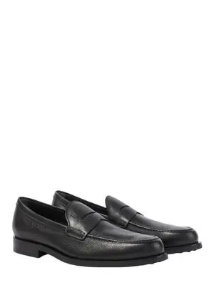TOD'S Leather Penny Loafers - Black