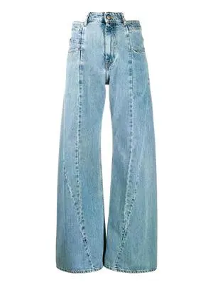MAISON MARGIELA Maison Margiela Wide-Leg Denim Jeans With Cut-Out Waistband Blue