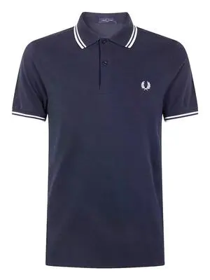 Fred Perry Stripe-trim Logo Polo Shirt - Blue