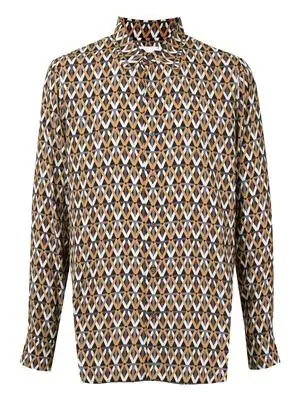 PORTS V Geometric Print Long-sleeve Shirt - Multicolour