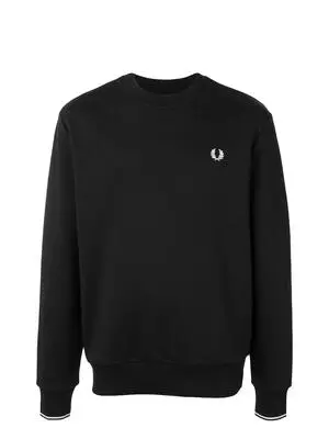 Fred Perry Embroidered Logo Crew-neck Sweatshirt - Black