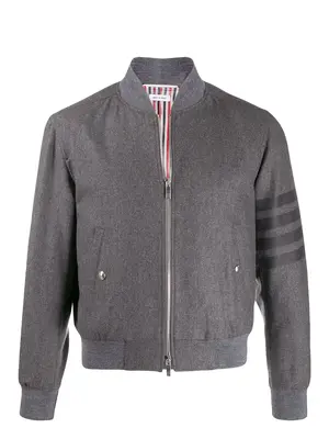 Thom Browne 4-bar Flannel Blouson Jacket - Grey