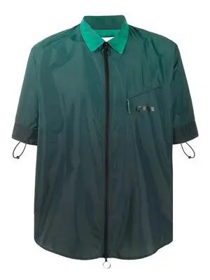 Off-White Drawstring Detailed Zip-up Shirt - Green