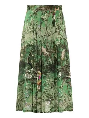 ALBERTA FERRETTI Pleated Floral Print Skirt