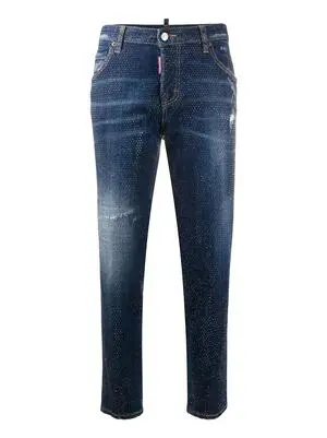 Dsquared2 Studded Cropped Jeans - Blue