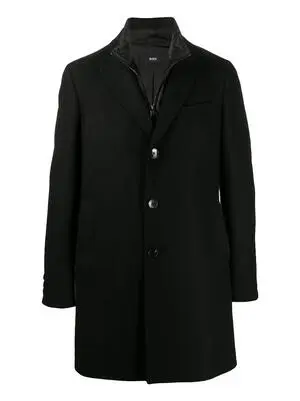 BOSS Layered Single-breasted Coat - Black