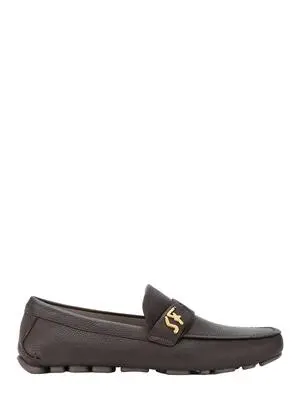 FERRAGAMO Signature Round Toe Loafers - Brown