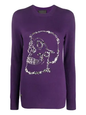 Philipp Plein Skull Embellished Jumper - Purple