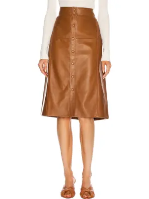 Saint Laurent High Waisted Leather Skirt - Marron Glace