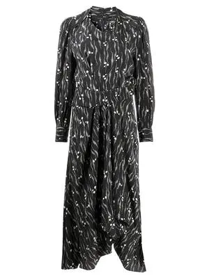 Isabel Marant Étoile Printed Silk Midi Dress - Black