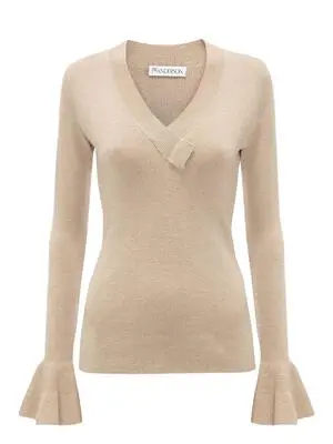 JW Anderson JW Anderson Flared-Cuff Wool Jumper Neutrals