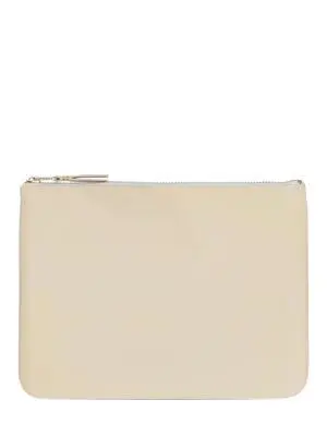Comme Des Garçons Comme Des Garçons Wallet Logo-print Leather Pouch Neutrals