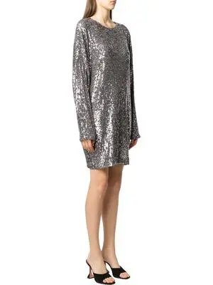 IN THE MOOD FOR LOVE Long-sleeve Sequin Dress - Silver