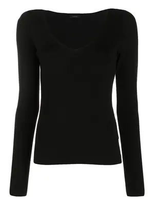 JOSEPH V-neck Long-sleeve Top - Black