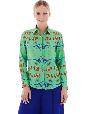 Novis The Oak Paisley Print Silk Blouse - Green
