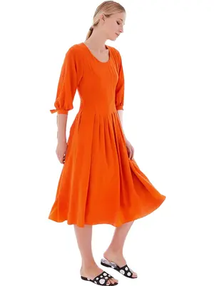 Novis The Bardot Silk Dress - Orange