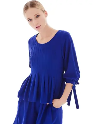 Novis The Anson Pleated Blouse - Blue