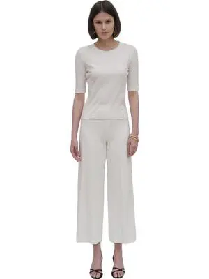 Rosetta Getty Pull On Cropped Straight Pant - White