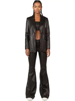 Rosetta Getty Rosetta Getty Pull On Pintuck Leather Flares Black / Blue