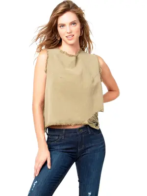 SIWY Phoebe Sleeveless Crop Top - Green