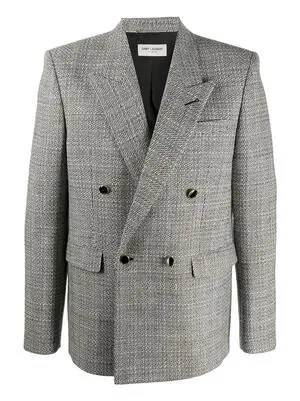 Saint Laurent Deconstructed Check Double-breasted Blazer - Neutrals