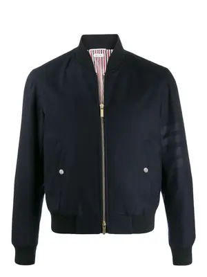 Thom Browne 4-bar Flannel Blouson Jacket - Blue