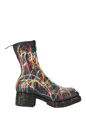 GUIDI Guidi Paint Splattered Leather Ankle Boots