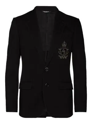 Dolce & Gabbana Logo Patch Jersey Blazer - Blue