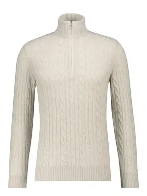 Loro Piana Mezzocollo Treccia Cashmere Sweater - Neutrals