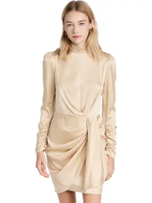Zimmermann Silk Drape Mini Dress - Champagne