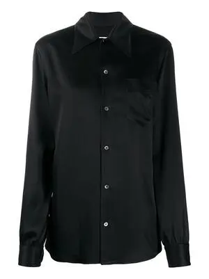 MAISON MARGIELA Satin Long-sleeve Shirt - Black