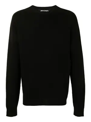 Palm Angels Curved-logo Wool-blend Jumper - Black