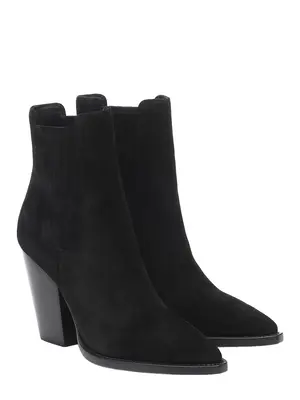 Saint Laurent Theo 95 Suede Ankle Boots - Black