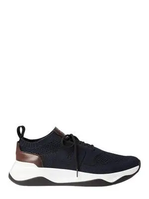 Berluti Shadow Venezia Leather-trimmed Sneakers - Blue