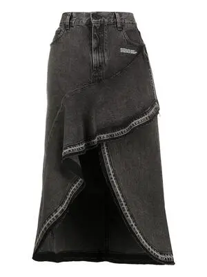 Off-White Asymmetrical Denim Skirt - Grey