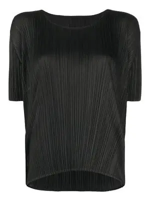 Issey Miyake Short Sleeve Pleated Top - Black