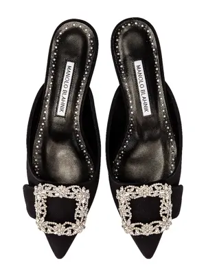 Manolo Blahnik Maysale 10 Jewel Mules - Black