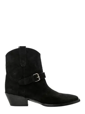 Saint Laurent West Buckled Boots - Black