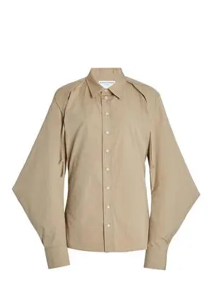 Bottega Veneta Cape-sleeve Cotton-blend Poplin Shirt - Neutral